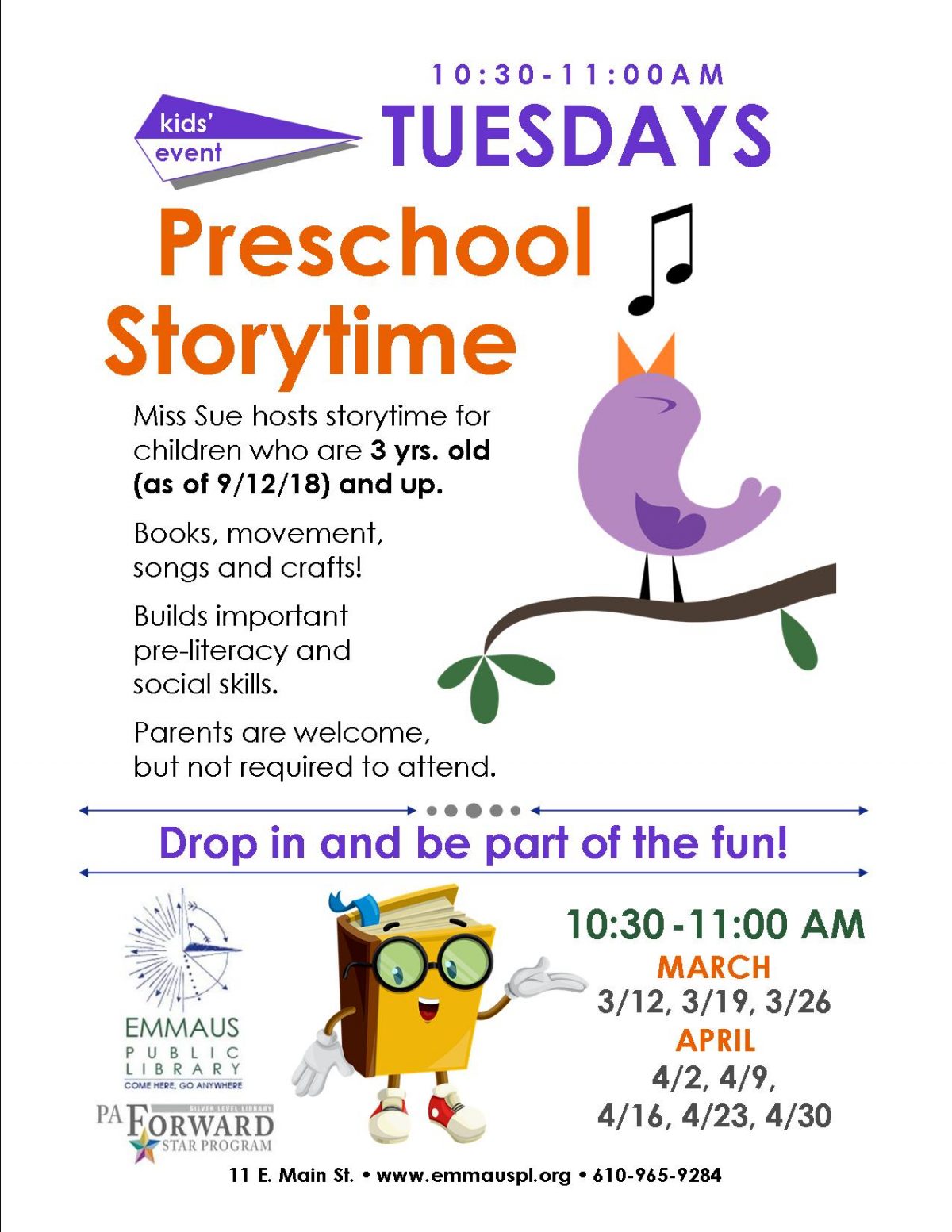 Spring Storytime series - Emmaus Public Library