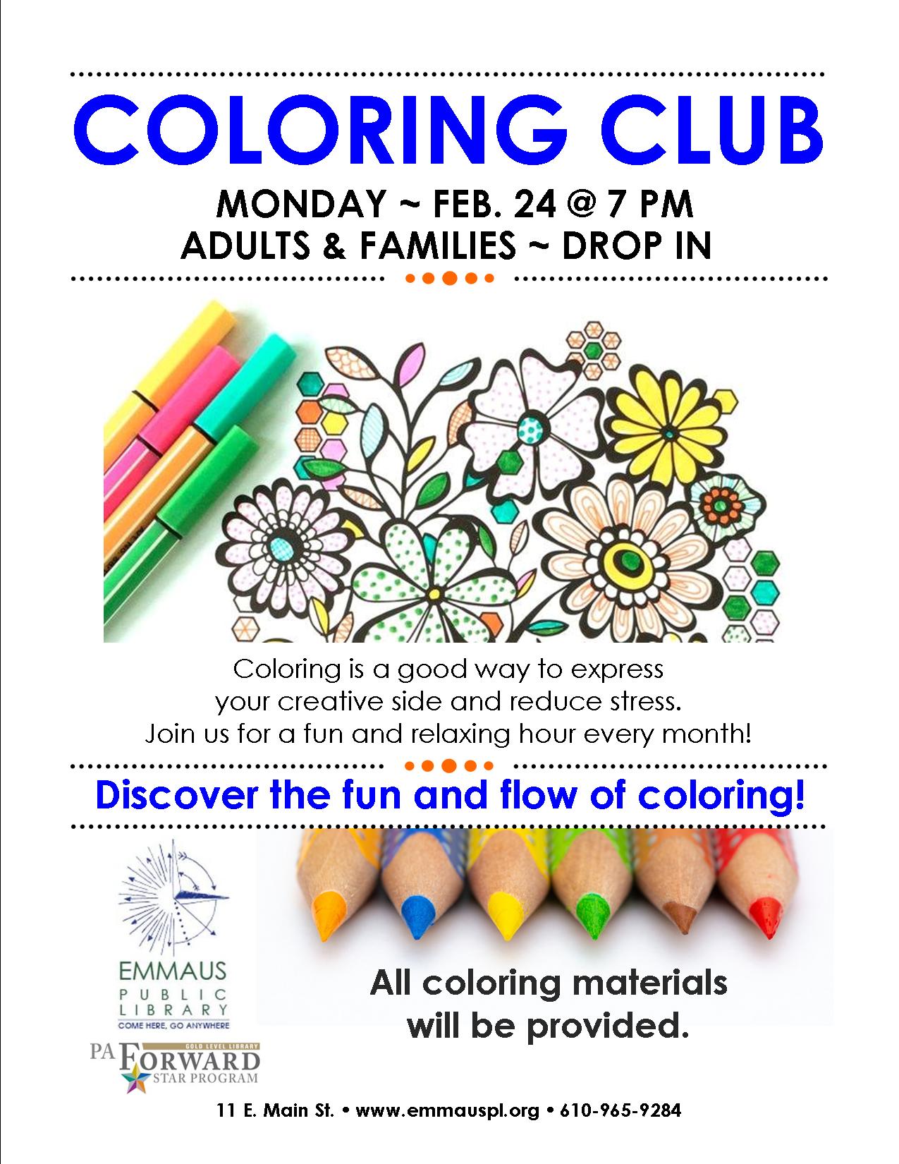 Coloring Club - Emmaus Public Library