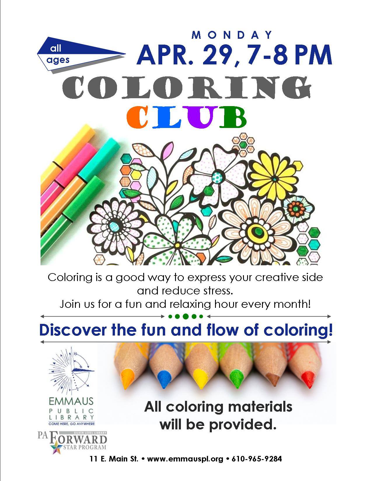 Coloring Club - Emmaus Public Library