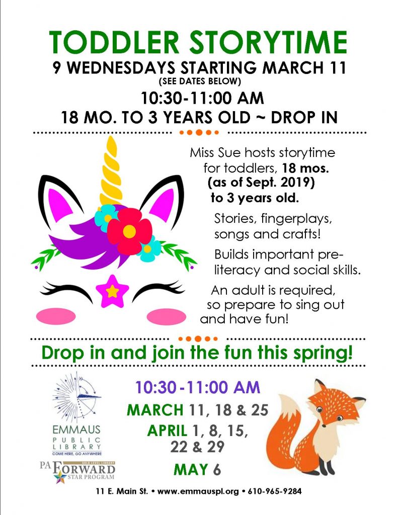 Spring Storytime starts March 11! - Emmaus Public Library
