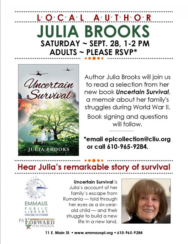 Local Author Julia Brooks - Emmaus Public Library