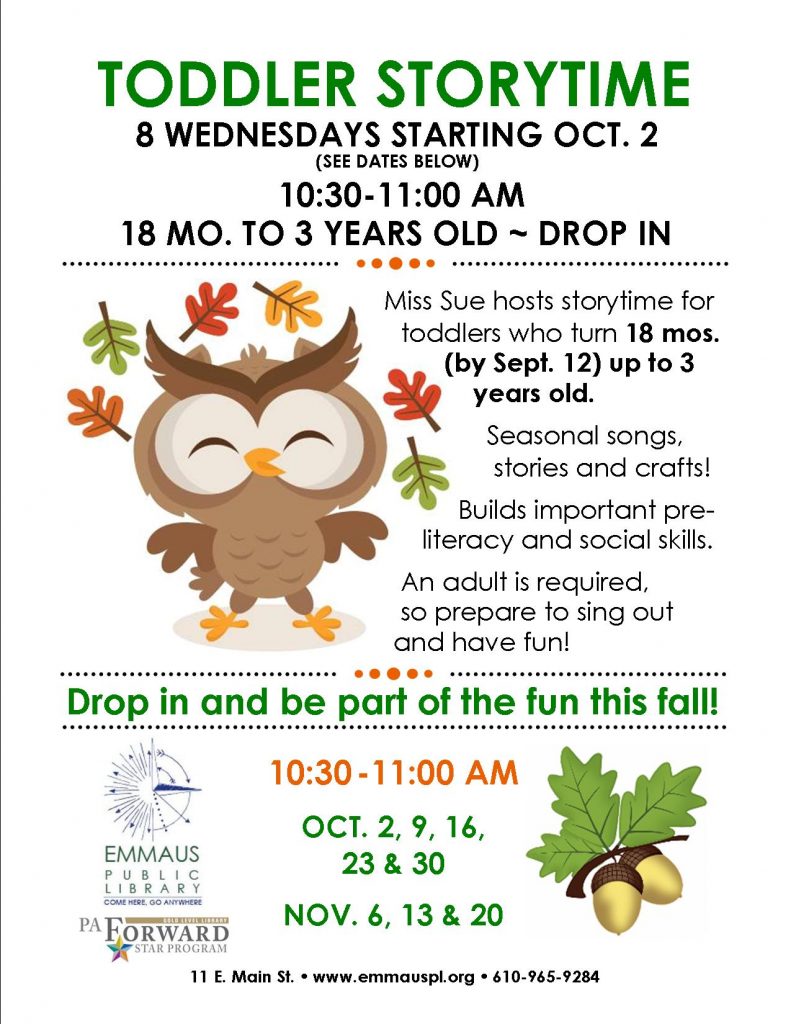 Fall Storytime series starts Oct. 2! - Emmaus Public Library