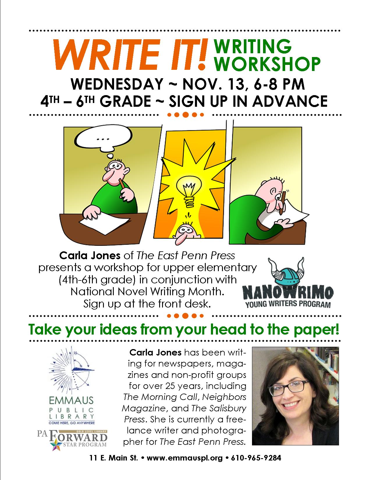 Write It! Writing Workshop - Emmaus Public Library