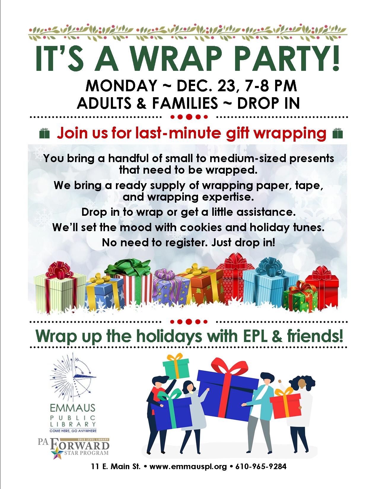 It's a Wrap Party! Last-Minute Gift Wrapping - Emmaus Public Library