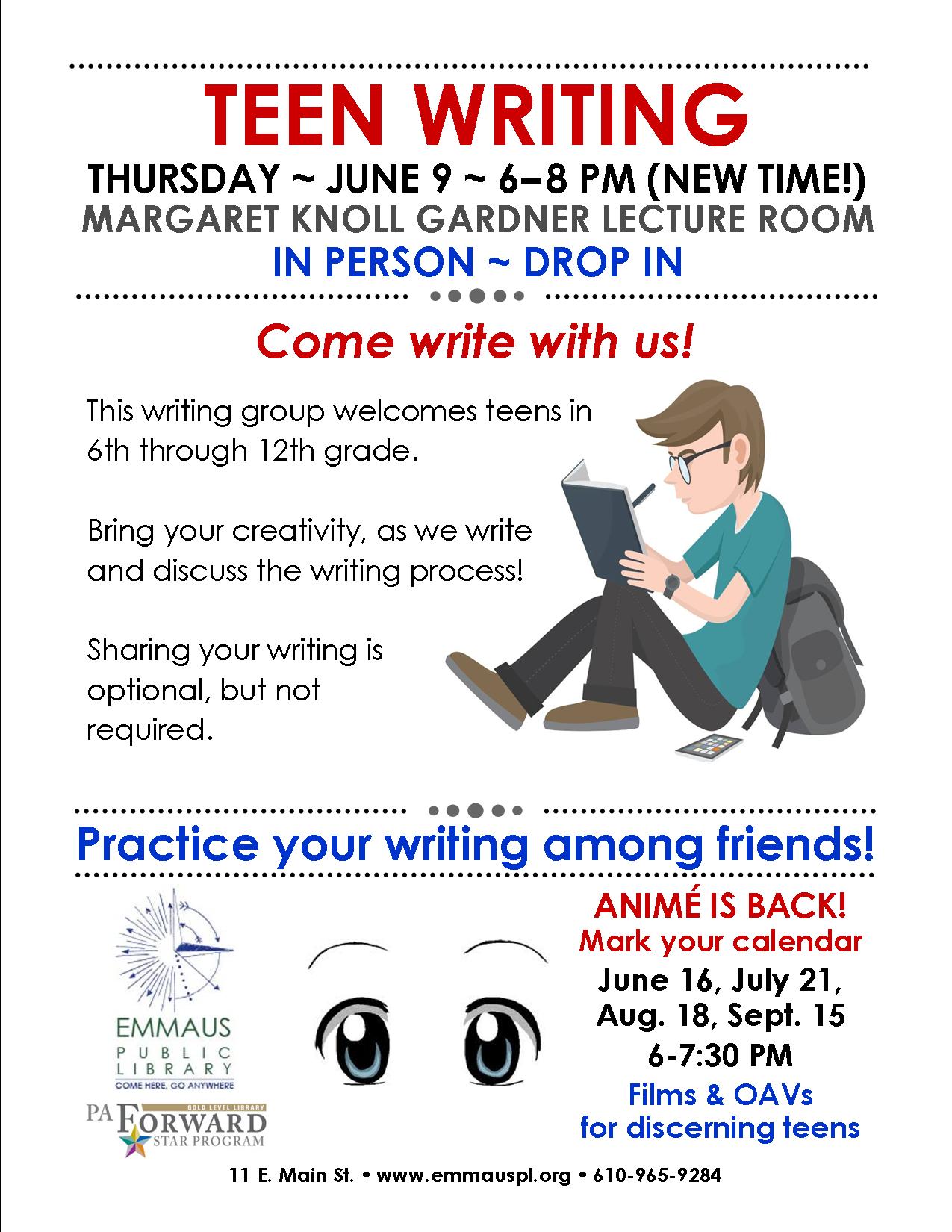 Teen Writing Group - NEW TIME! - Emmaus Public Library