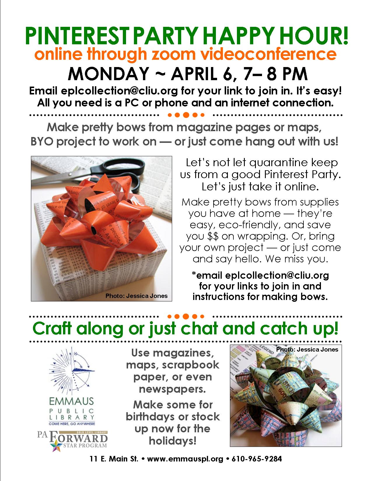 ONLINE - Pinterest Party Happy Hour! - Emmaus Public Library