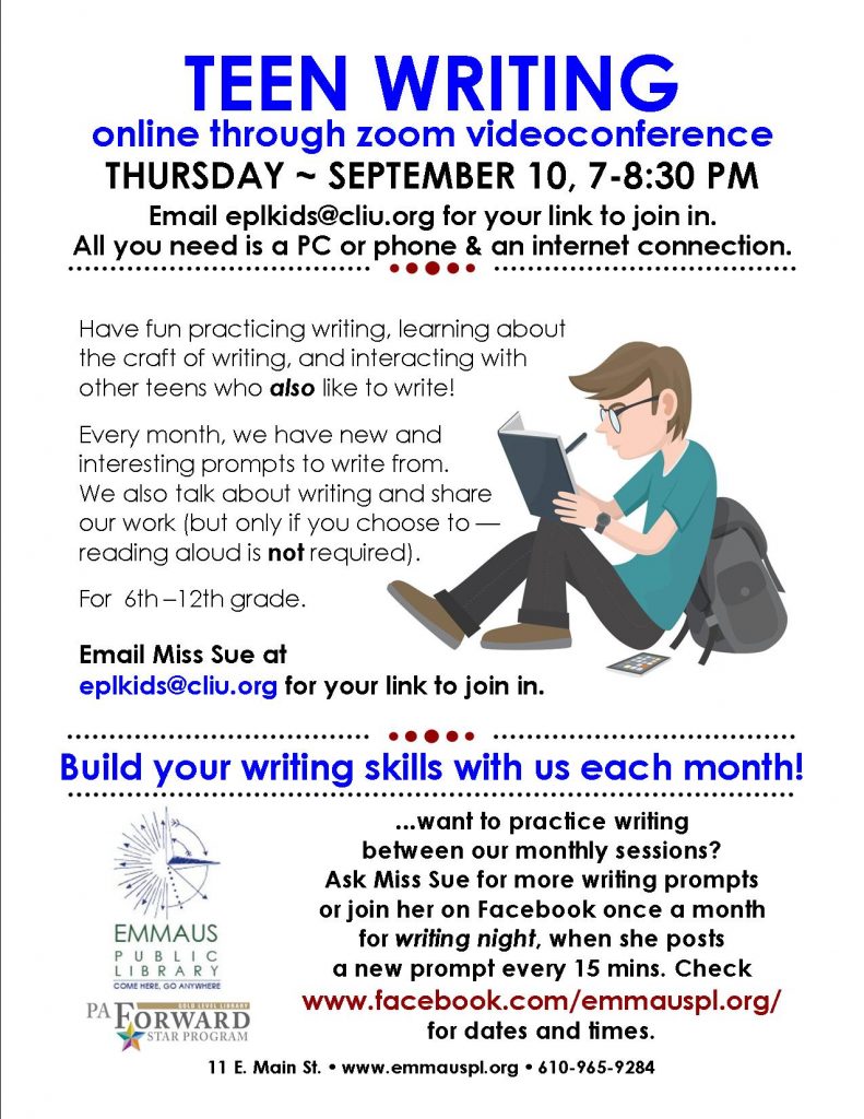 ONLINE - Teen Writing Group - Emmaus Public Library