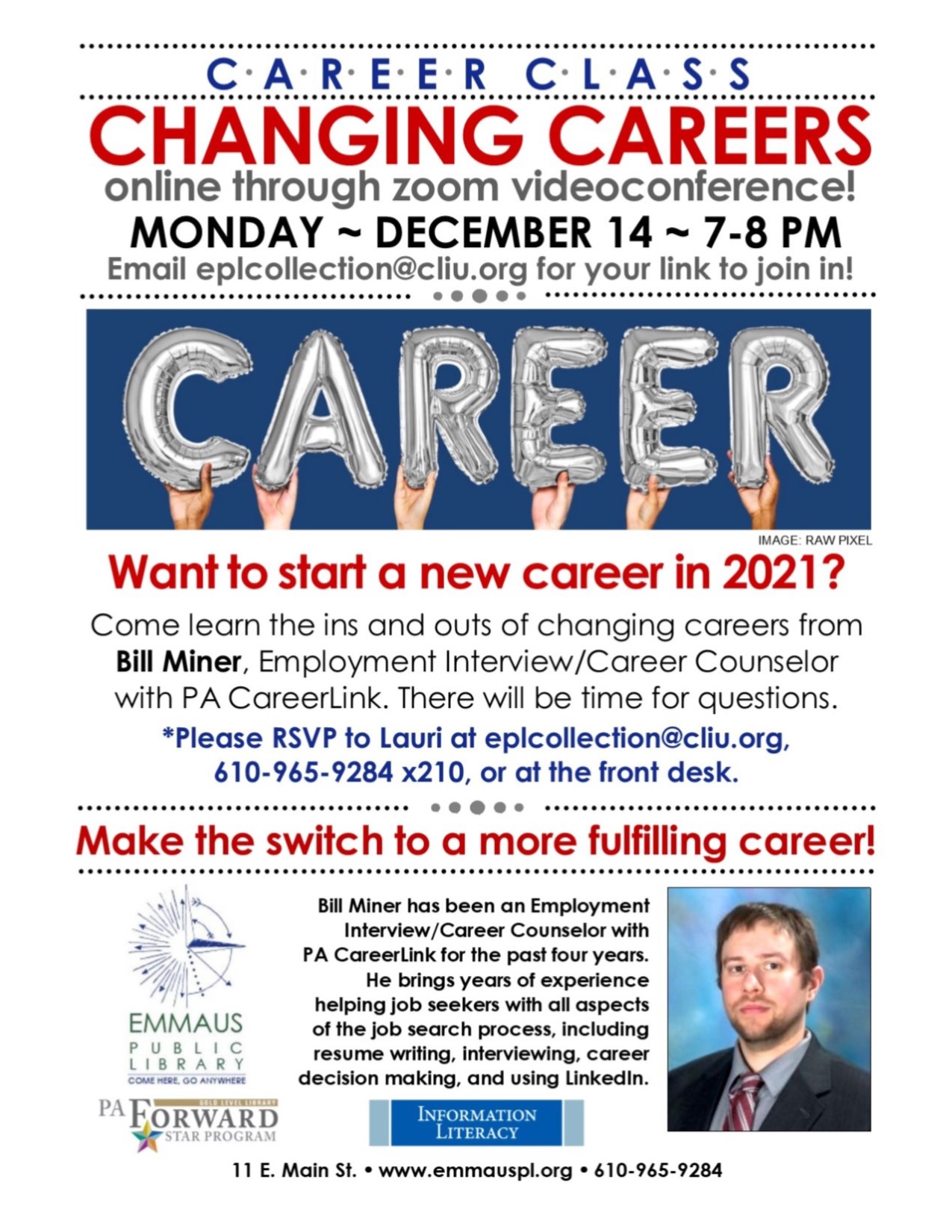 ONLINE - Career Class: Changing Careers - Emmaus Public Library