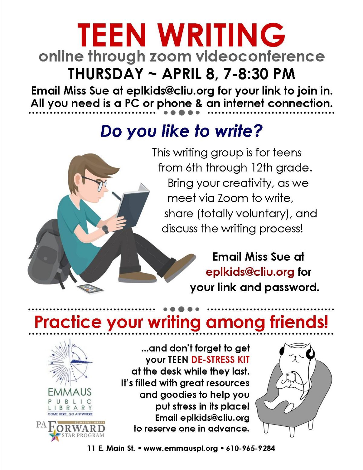 ONLINE - Teen Writing Group - Emmaus Public Library