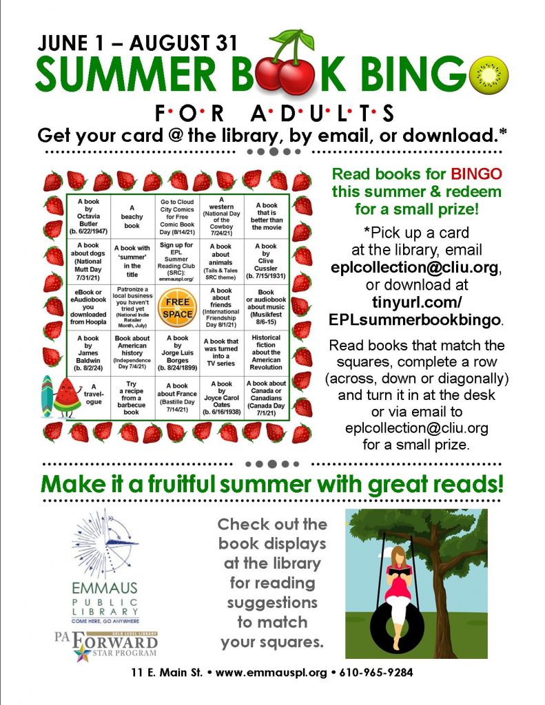 Summer Book Bingo (Adults) - Emmaus Public Library