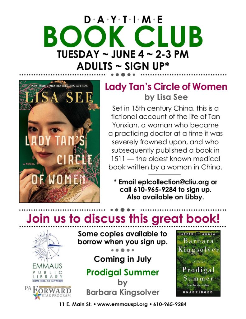 Daytime Book Group: Lady Tan's Circle of Women - Emmaus Public Library