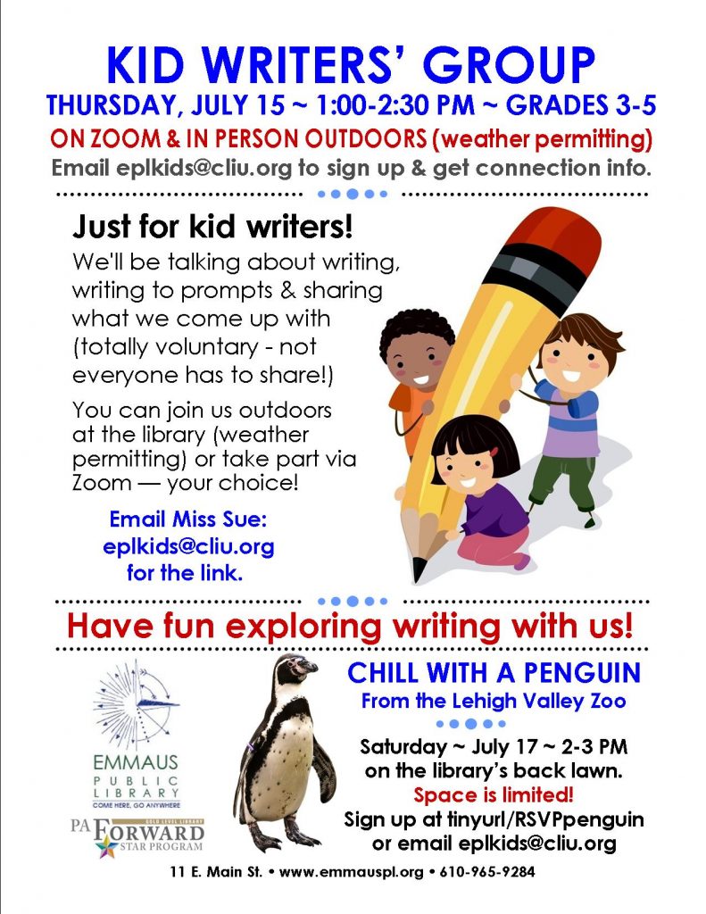 OUTDOORS & ONLINE: Kid Writers' Group - Emmaus Public Library