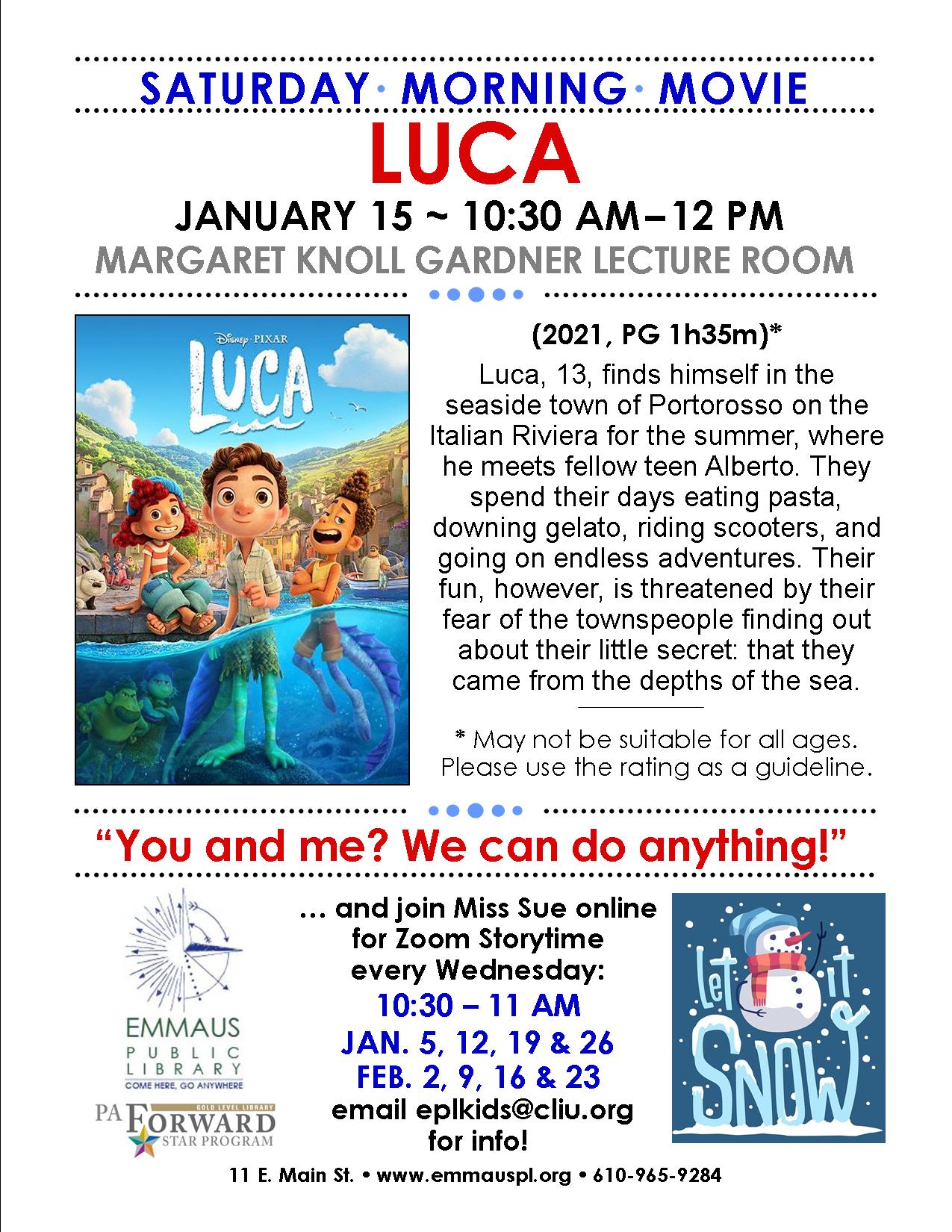 Saturday Morning Movie: Luca - Emmaus Public Library