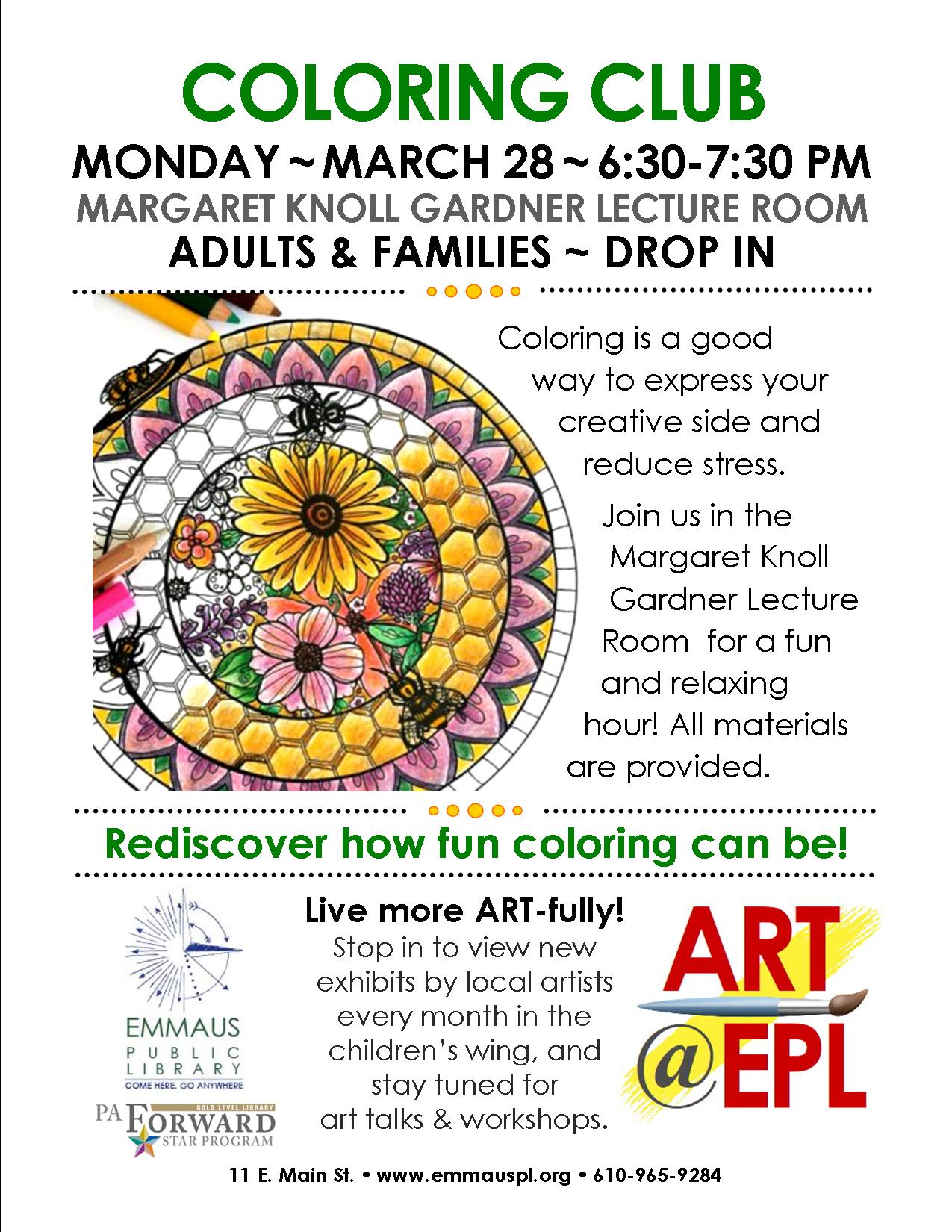Coloring Club - Emmaus Public Library