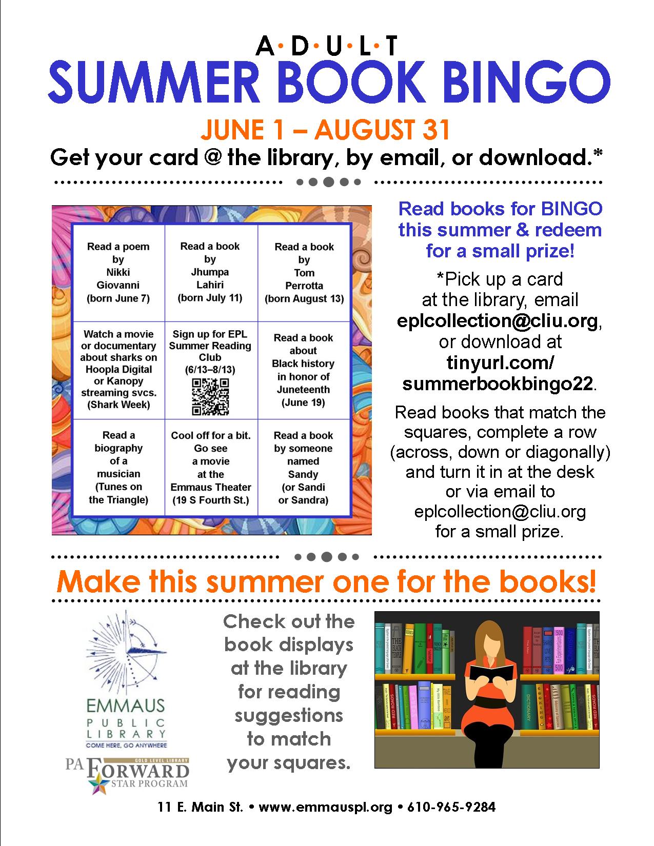 Summer Book Bingo (Adults) - Emmaus Public Library