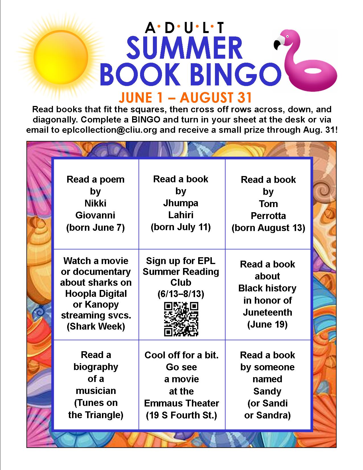 Summer Book Bingo (Adults) - Emmaus Public Library