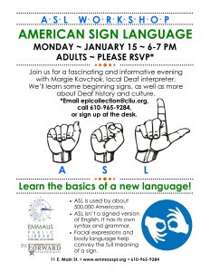 American Sign Language (ASL) Workshop - Emmaus Public Library