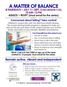 A Matter of Balance: Fall Prevention Series - Emmaus Public Library
